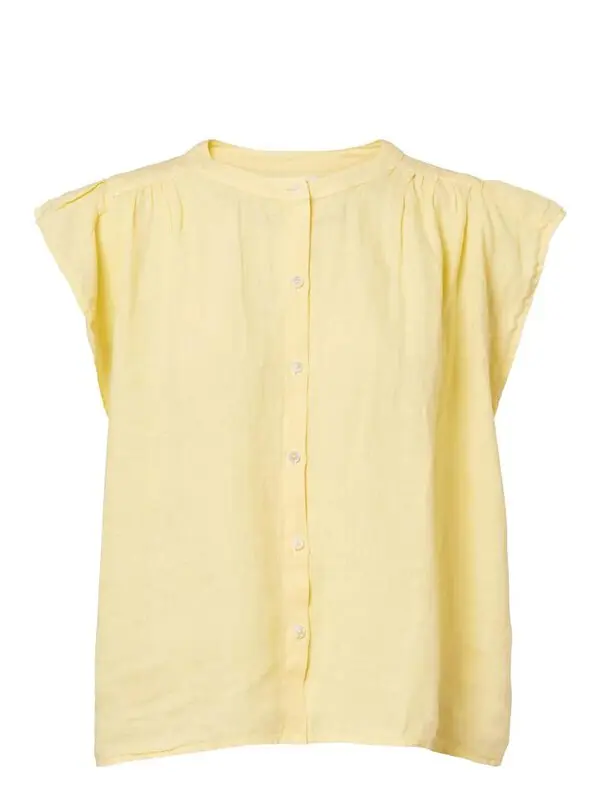 Velvet By Graham & Spencer Janey Linen Shirt - Yellow