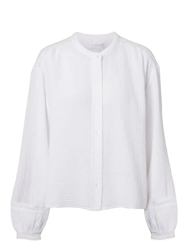 Velvet By Graham & Spencer Taria Cotton Muslin Shirt - White