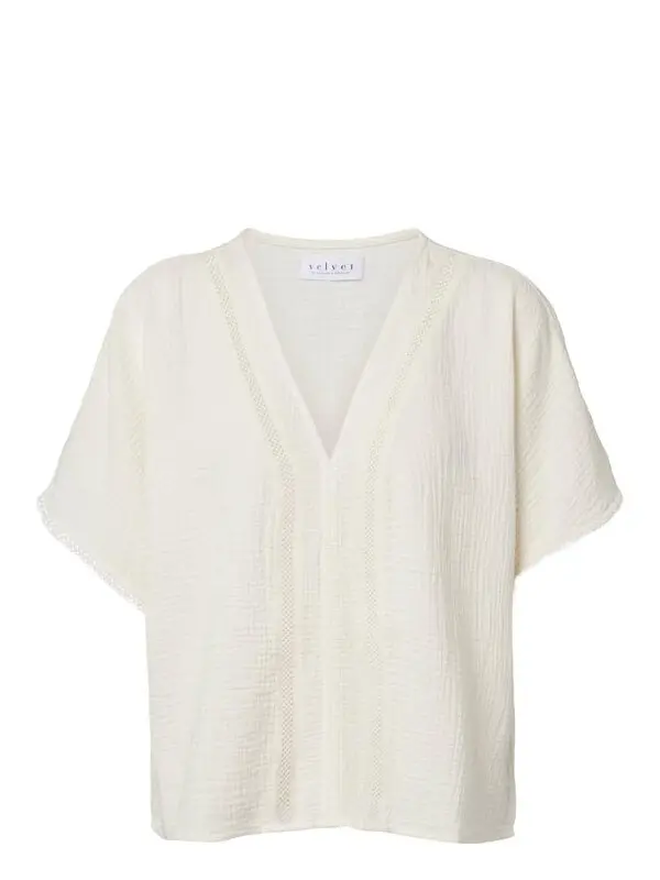 Velvet By Graham & Spencer Verna Cotton Gauze Top - White
