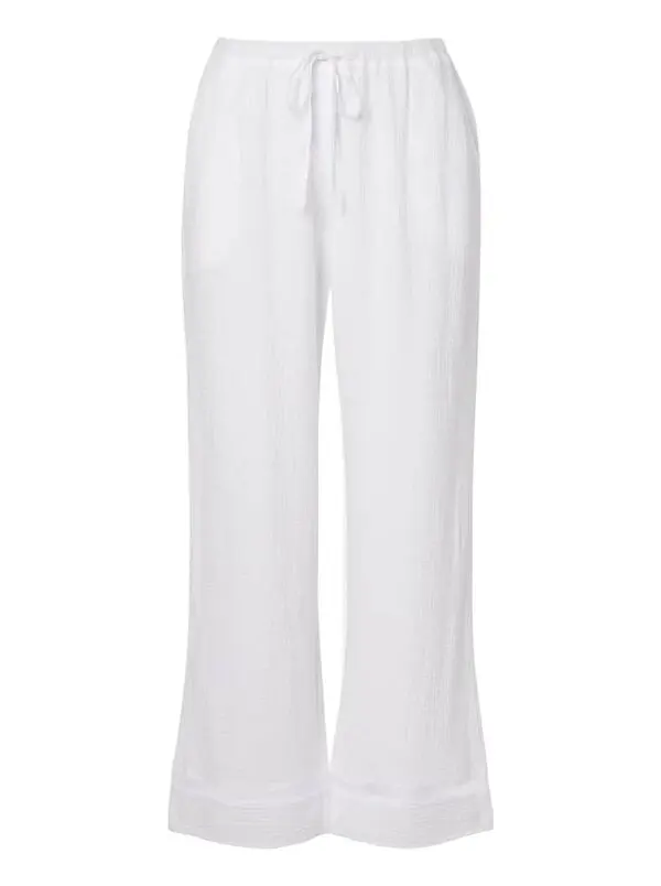 Velvet By Graham & Spencer Calia Cotton Muslin Wide-leg Pants - White