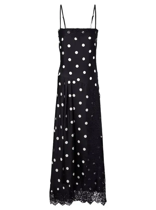 Sportmax Capo Polka-dot Silk Slip Dress - Black