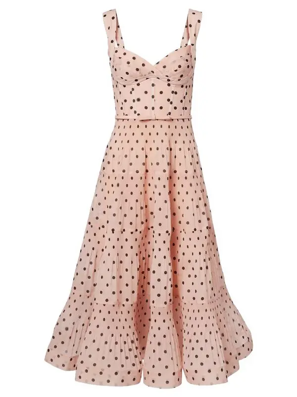 Zimmermann Polka-dot Pleated Bustier Dress - Pink