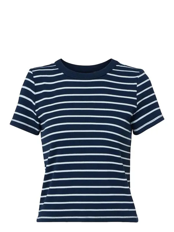 Velvet By Graham & Spencer Brenda Striped Cotton-blend T-shirt - Blue