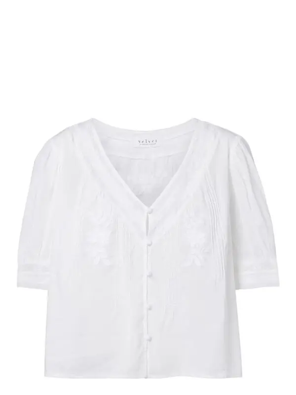 Velvet By Graham & Spencer Mavis Lace-trimmed Blouse - White