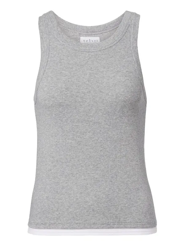Velvet By Graham & Spencer Orion Ribbed-knit Tank Top - Grey