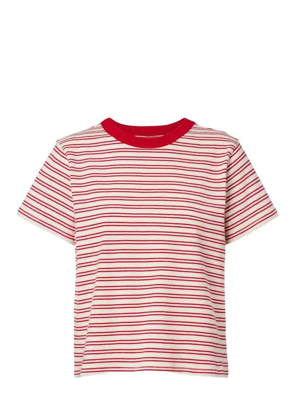 Velvet By Graham & Spencer Foster Striped Cotton Jersey T-shirt - Red