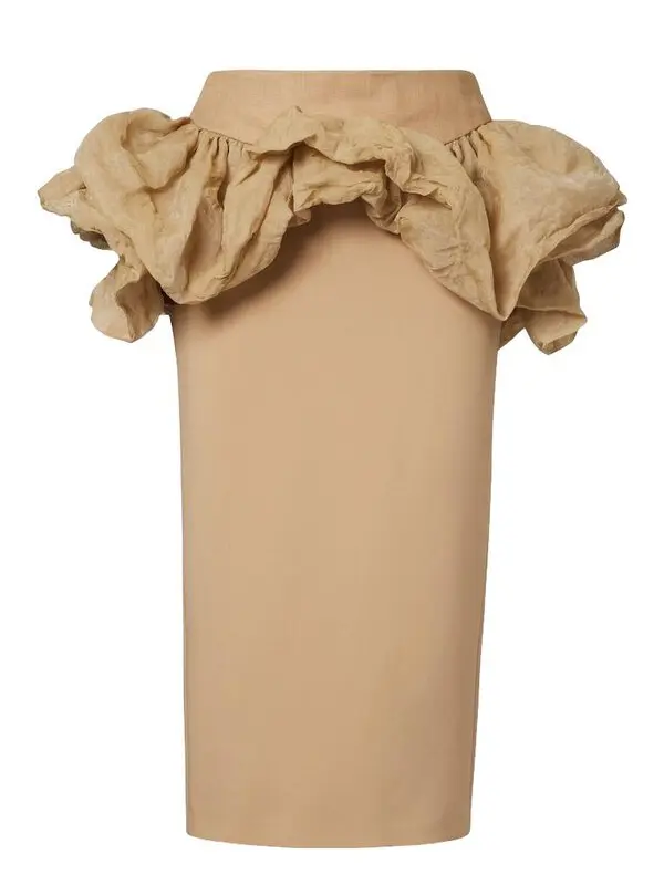 Max Mara Baccano Peplum Pencil Skirt - Beige