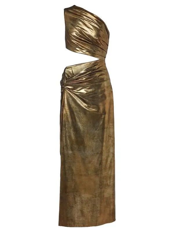 Roberto Cavalli Cutout One-shoulder Maxi Dress - Gold