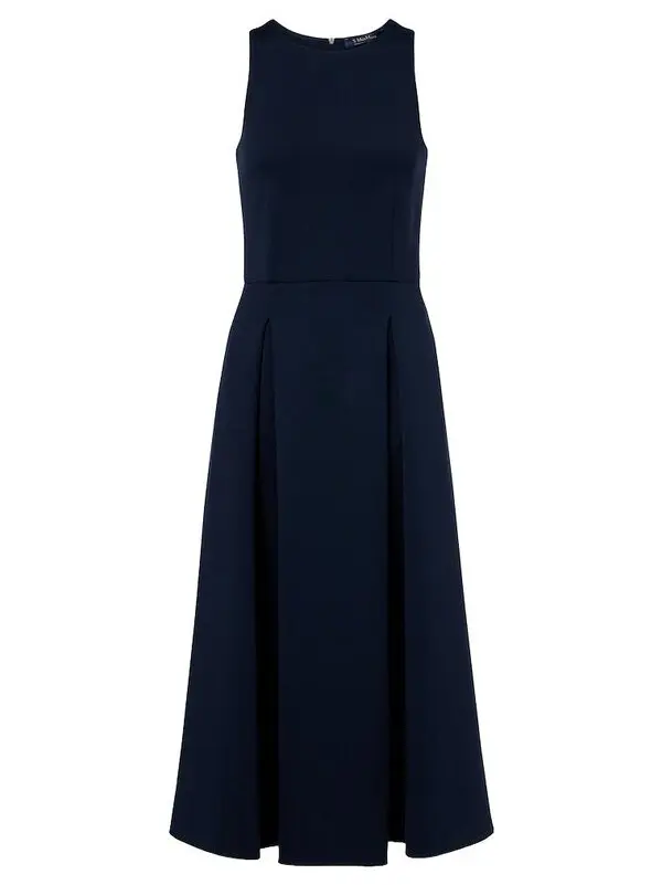 Max Mara Cannone Cotton-blend Jersey Midi Dress - Blue