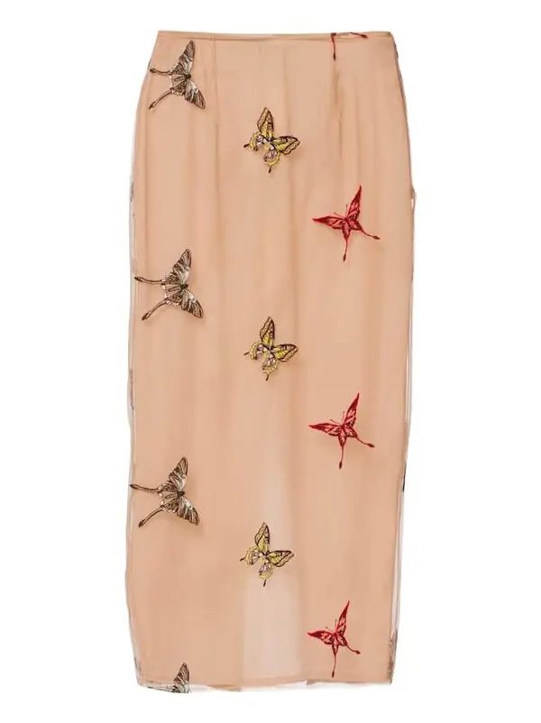 Blumarine Appliqué Midi Skirt - Beige