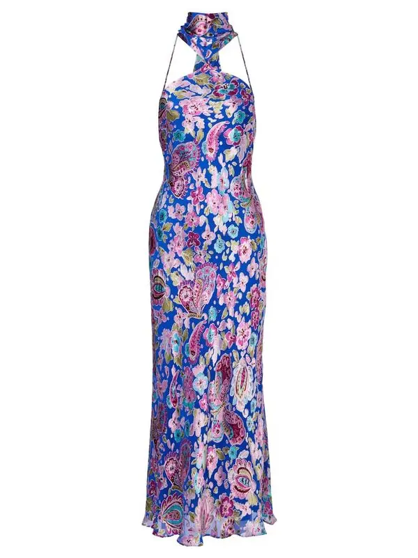 Rixo Hayley Floral Maxi Dress - Blue