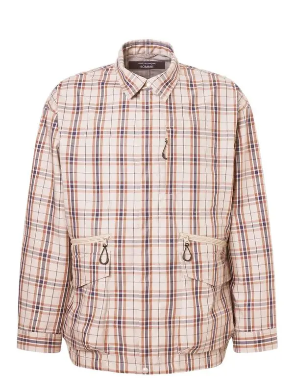 Comme Des Garçons Checked Cotton-blend Jacket - Beige