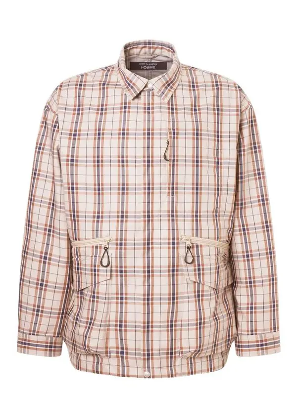 Comme Des Garçons Checked Cotton-blend Jacket - Beige