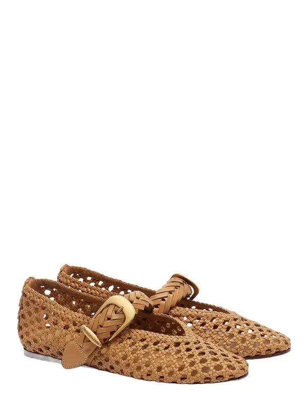 Zimmermann Alchemy Woven Leather Mary Jane Flats - Brown