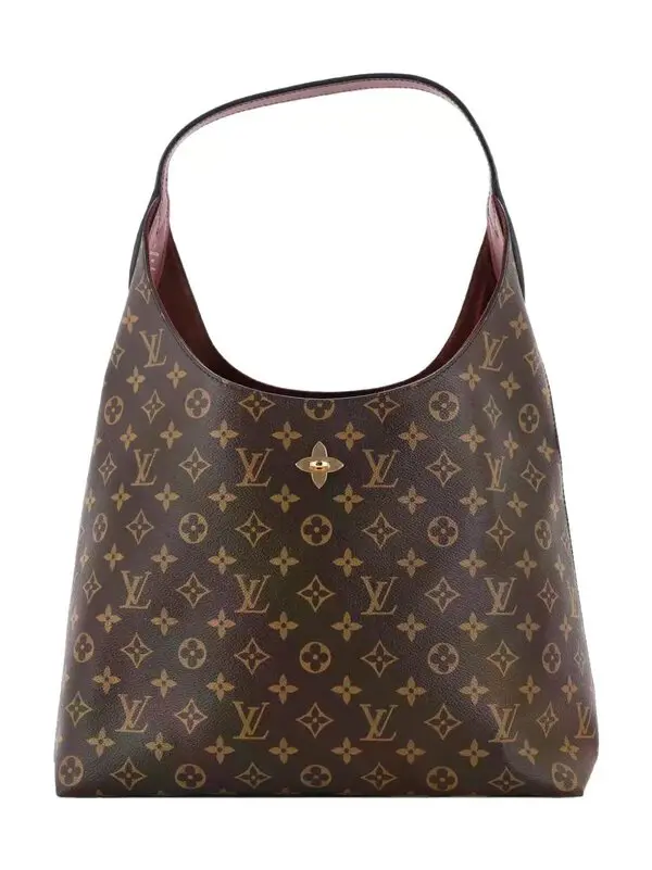 LOUIS VUITTON Flower Monogram Canvas Hobo Bag - Brown