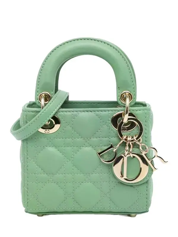 Dior 2021 Micro Lambskin Cannage Lady Satchel - Green