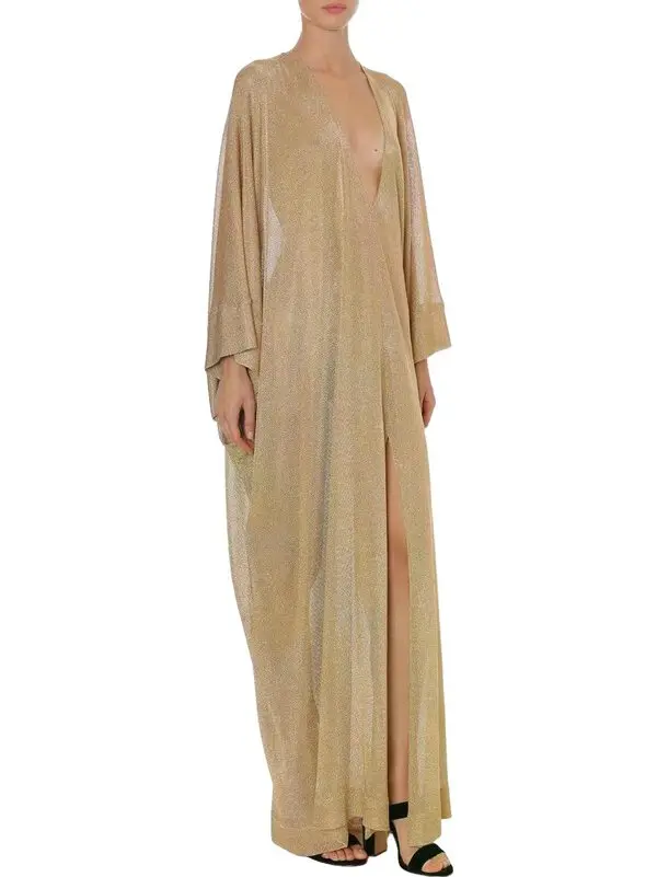 Alberta Ferretti V-neck Split Kaftan - Gold