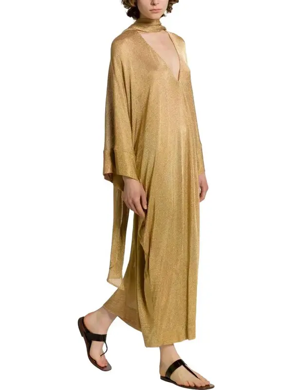 Alberta Ferretti V-neck Split Kaftan - Gold