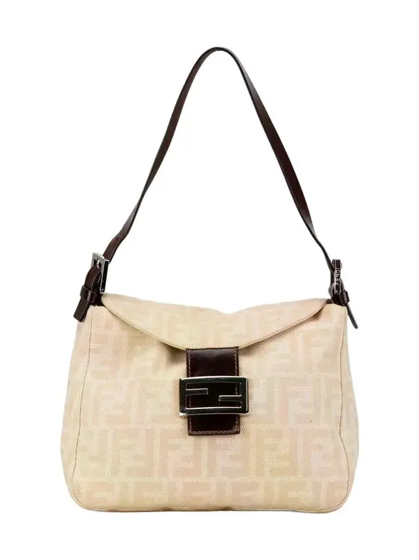 Fendi 2000-2010 Zucca Canvas Double Flap Mamma Shoulder Bag - Brown