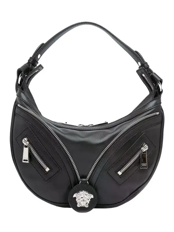 Versace Small Leather Repeat Satchel - Black