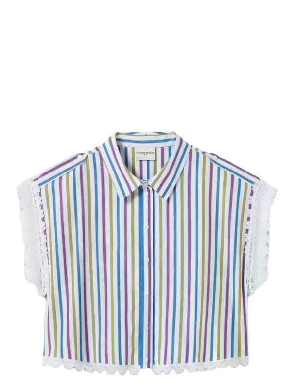 Claudie Pierlot Striped Lace Shirt - White