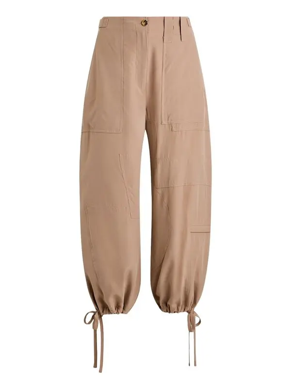 Scanlan Theodore Sueded Silk Crop Cargo Trousers - Caramel