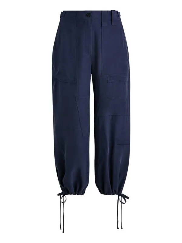 Scanlan Theodore Sueded Silk Crop Cargo Trousers - Navy
