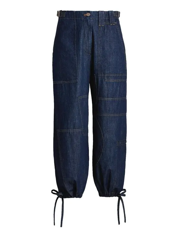 Scanlan Theodore Denim Cropped Cargo Jeans - Indigo.8