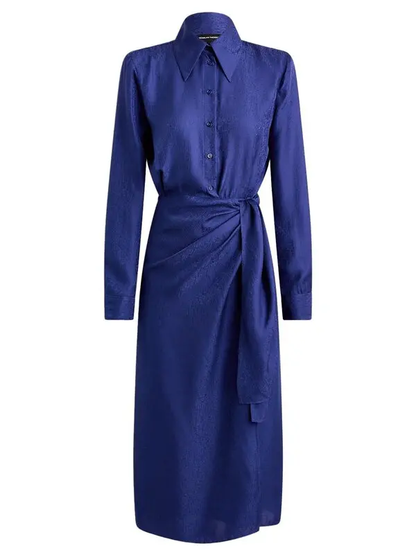 Scanlan Theodore Silk Jacquard Wrap Midi Dress - Ocean
