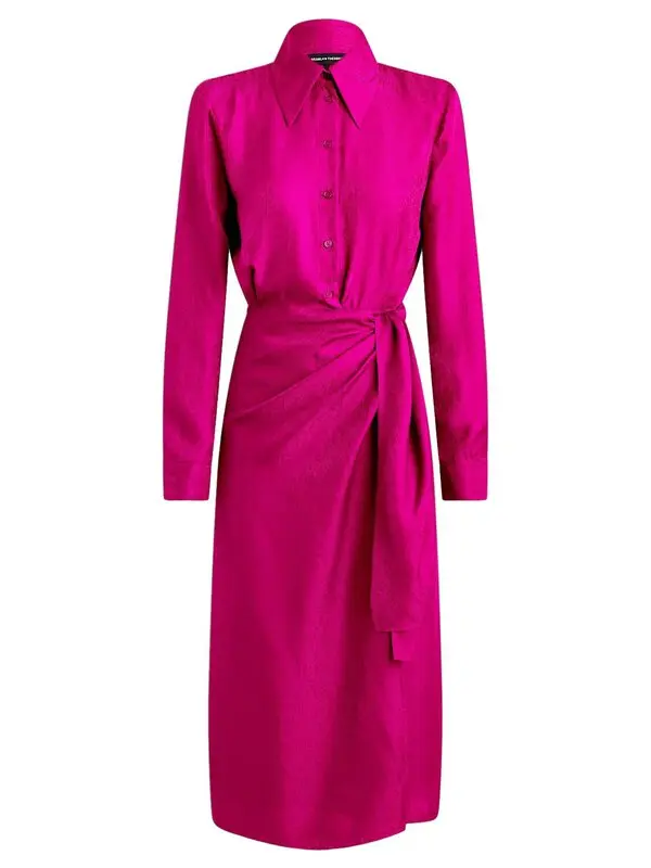 Scanlan Theodore Silk Jacquard Wrap Midi Dress - Pink