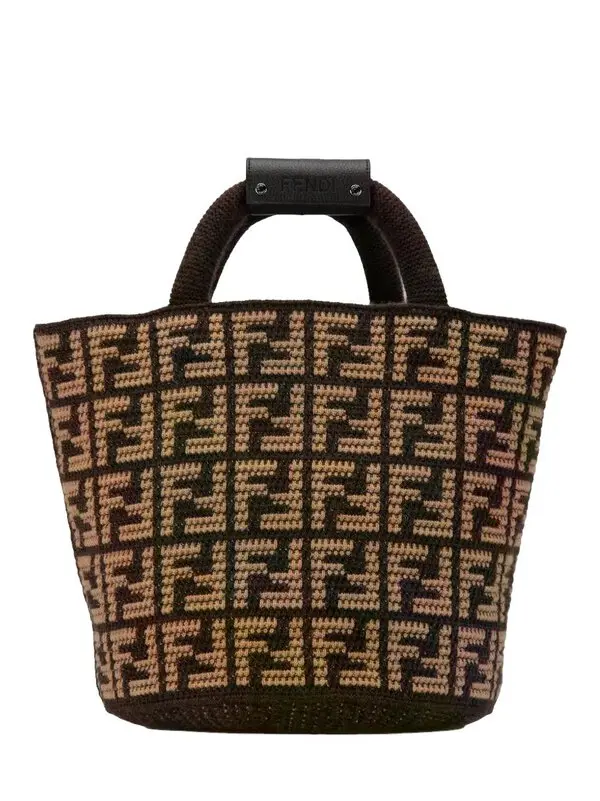Fendi Zucca Cashmere Shopping Tote Bag - Brown