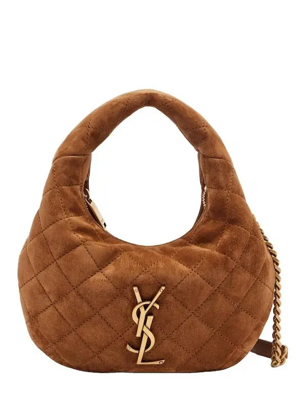 Saint Laurent Quilted Suede Mini Bag - Brown