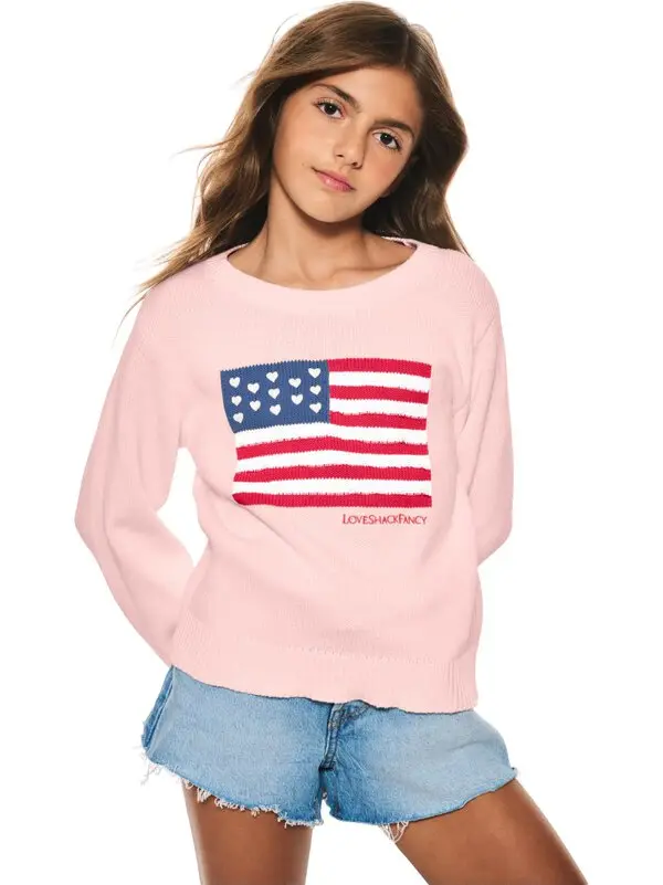 LoveShackFancy Tween Viennetta Heritage Flag Pullover - Blushing Liberty