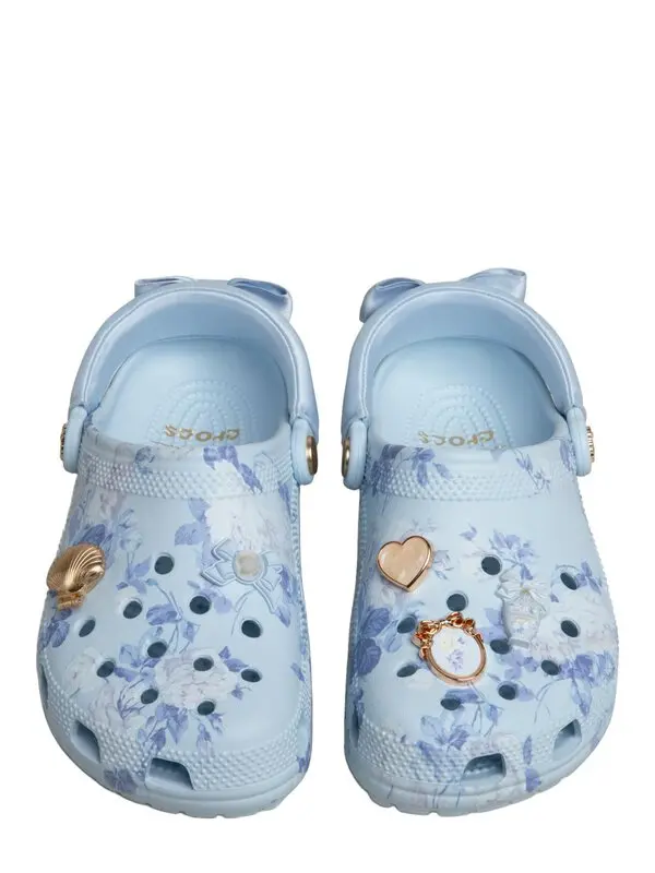 LoveShackFancy Classic Clog With Charms And Bow Detail - Mineral Blue