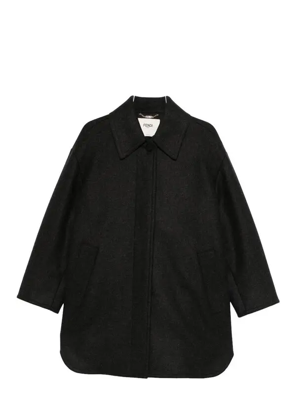 Fendi Wool Midi Coat - Grey