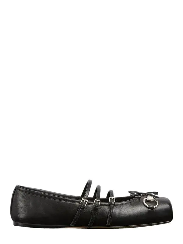 Gucci Horsebit Leather Ballet Flats - Black