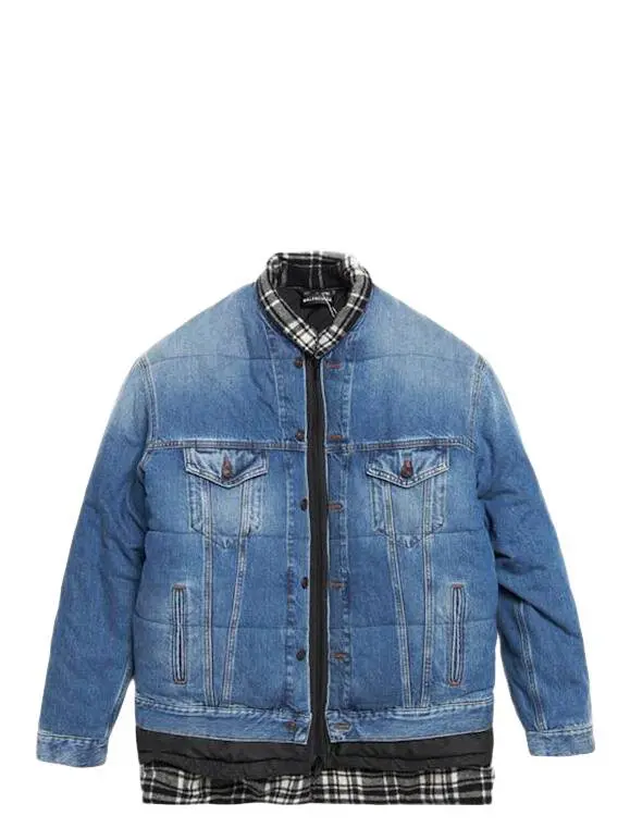 Balenciaga Denim Bomber Jacket - Blue/black/white
