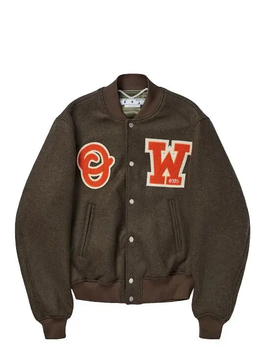 Off-White Patch Varsity Jacket - Army Green