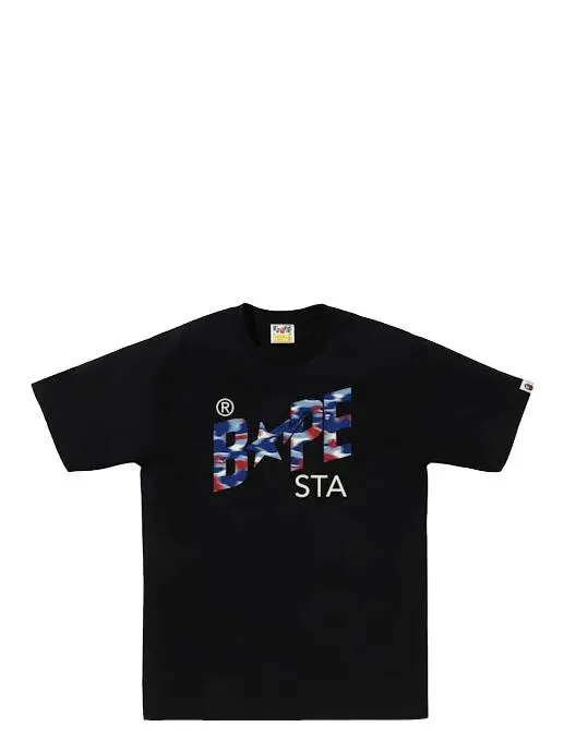 A BATHING APE Screen Camo Sta Tee Shirt - Black