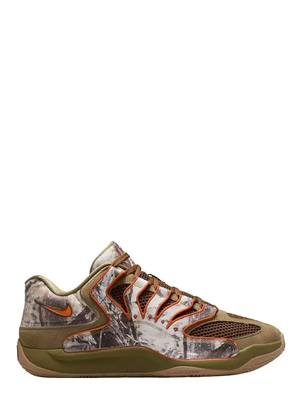 Nike Kd 18 Chet Holmgren Real Tree Camo Sneakers - Coyote/safety Orange/medium Brown
