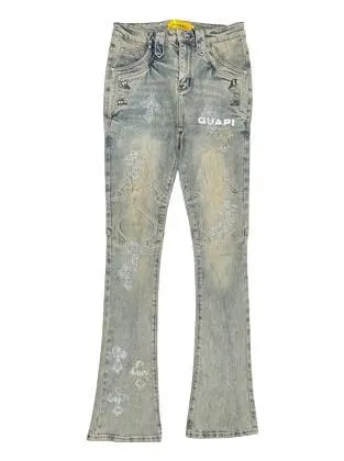 GUAPI Faded Cross Denim V2 Jeans - Faded Beige/indigo