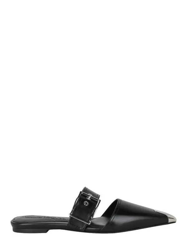 Alexander McQueen Punk Leather Flat - Black