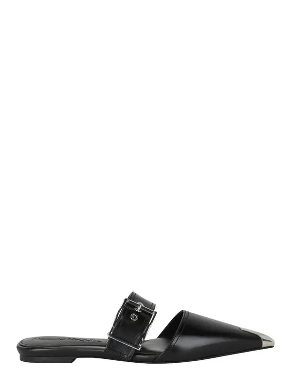 Alexander McQueen Punk Leather Flat - Black