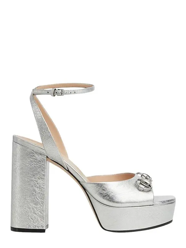 Gucci Horsebit Platform Sandal - Silver