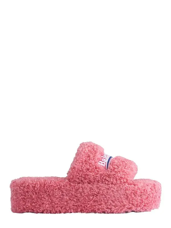 Balenciaga Furry Platform Sandals - Pink
