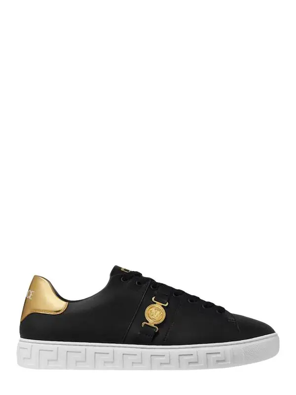 Versace Greca Leather Sneakers - Black
