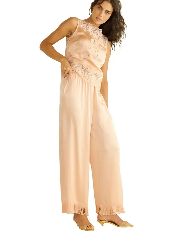 DÔEN Lavon Fringe Pant - Peach Sorbet