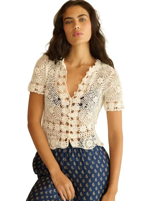DÔEN Chrysanthe Crochet Top - Pearl