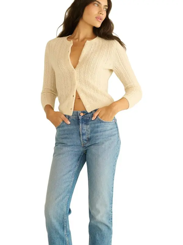 DÔEN Danae Cashmere Cable Cardigan - Dogwood