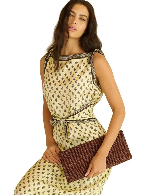 DÔEN Muriel Raffia Clutch - Marron Raffia